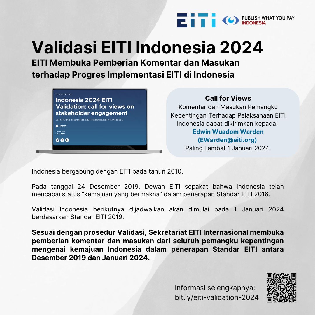 CALL FOR VIEWS EITI VALIDATION 2024 — PWYP Indonesia